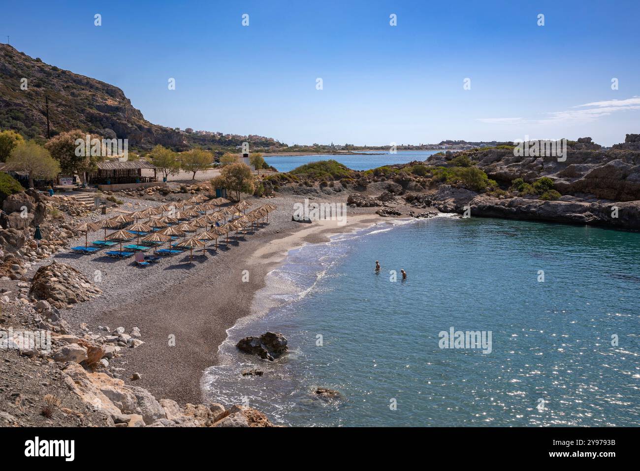 Psilos Volakas Beach in a small village Paleochora on the southwest ...