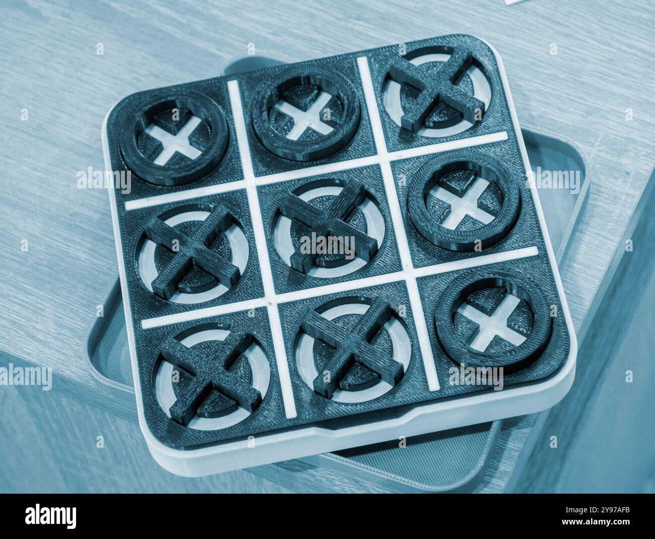 Art object toy Tic Tac Toe printed on 3D printer from white and black ...