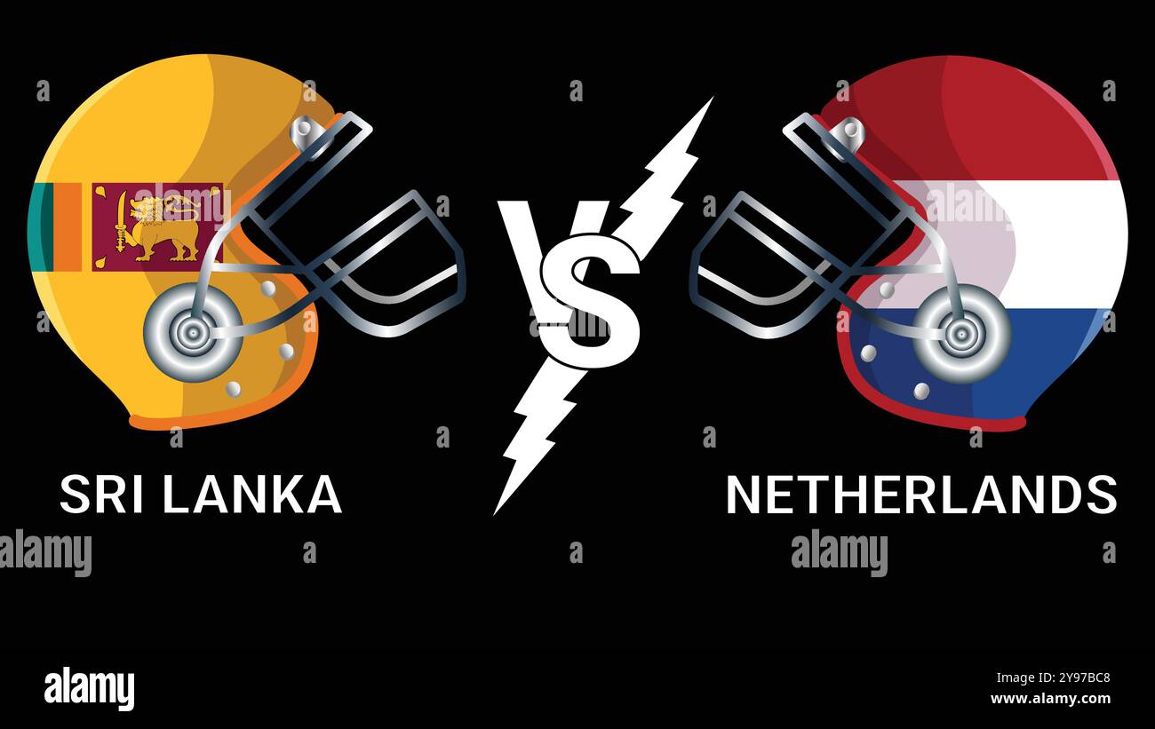 Sri Lanka Vs Netherlands 3D Illustration vector flags over cricket ...