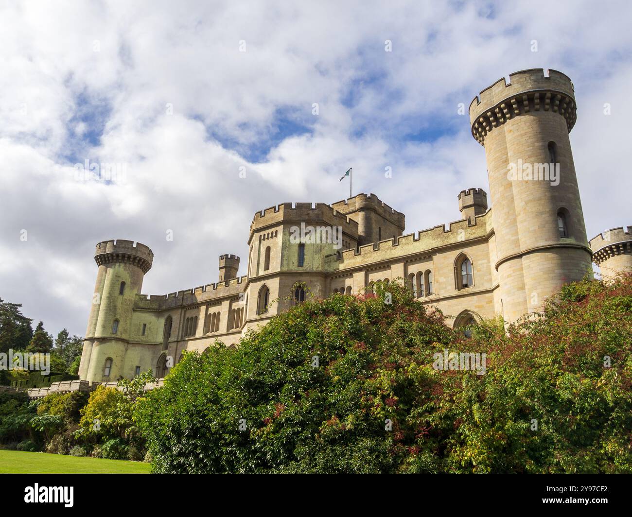Exterior of Eastnor Castle, a 19th century mock castle, Ledbury ...
