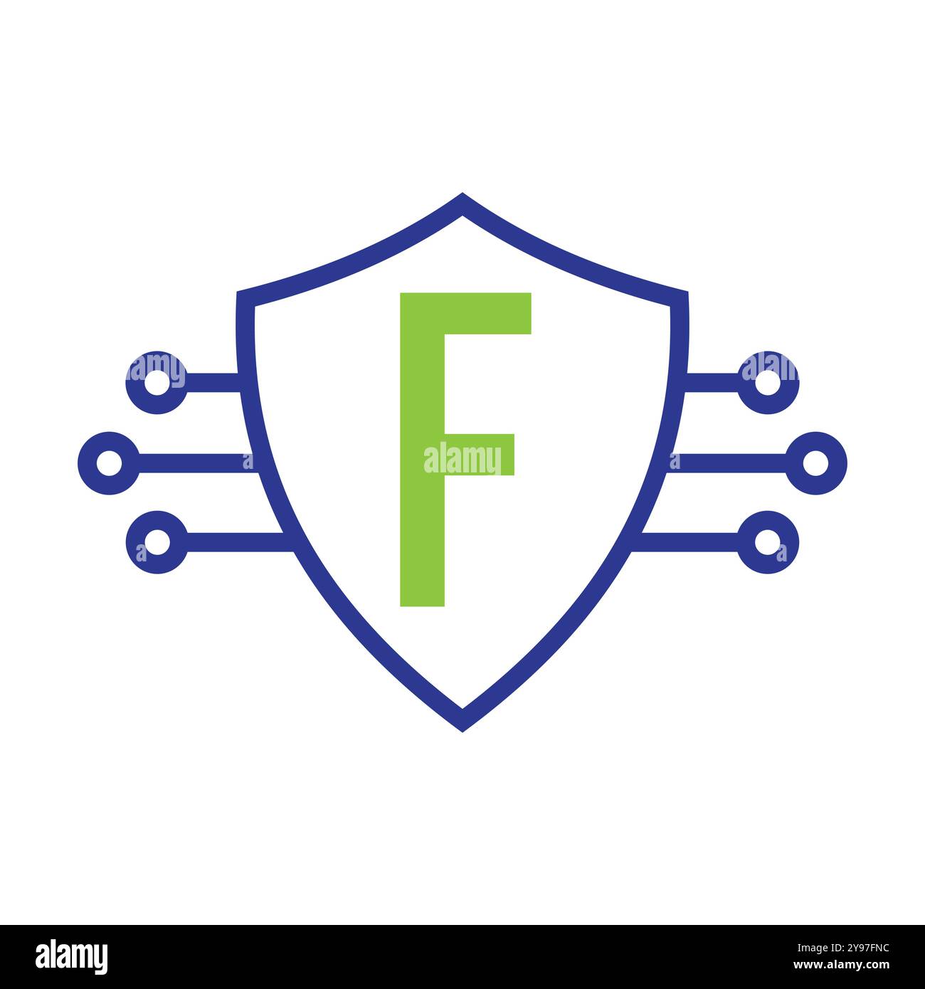 Technology On Letter F With Shield Symbol Vector Template Stock Vector ...
