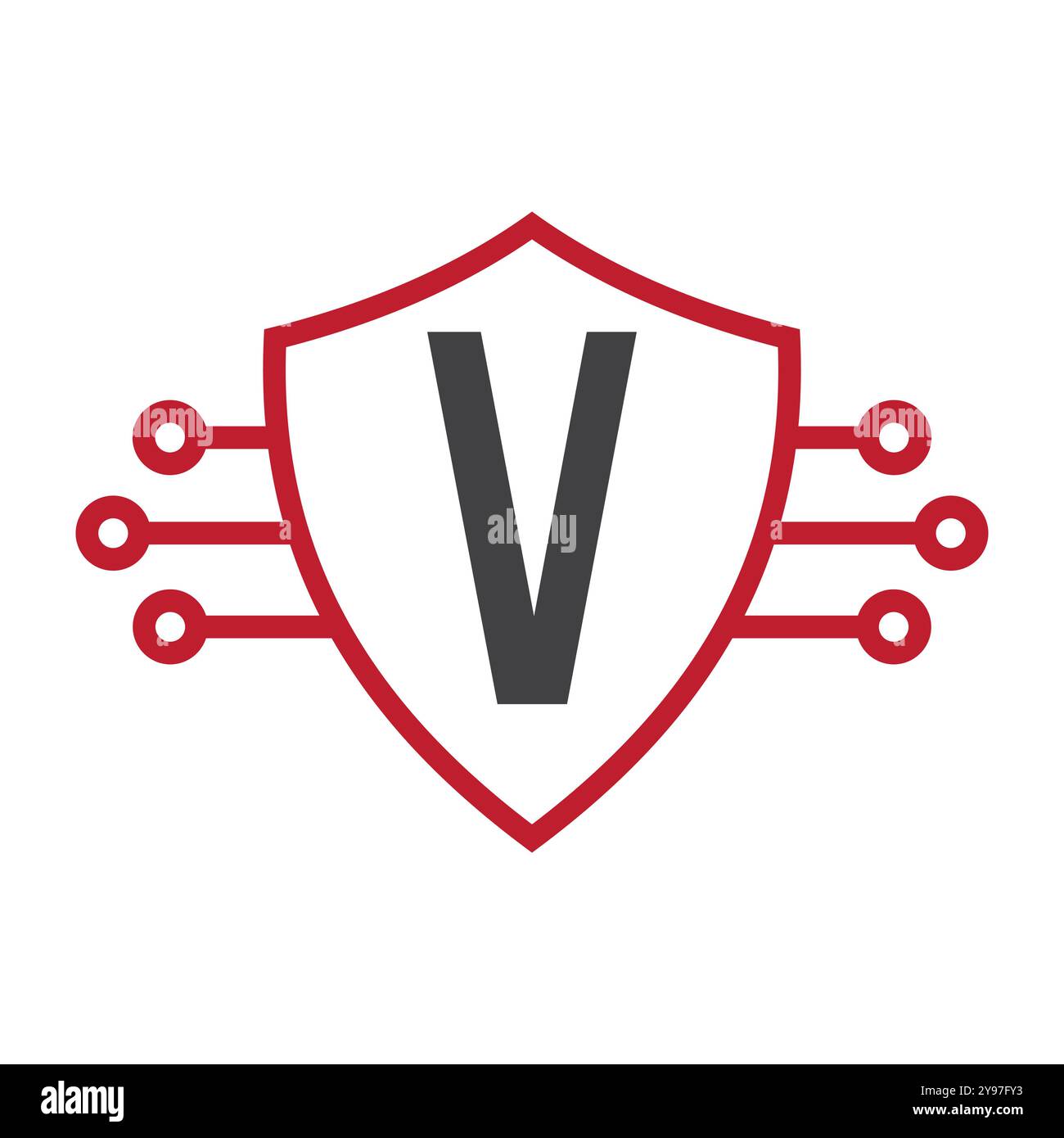 Technology On Letter V With Shield Symbol Vector Template Stock Vector ...
