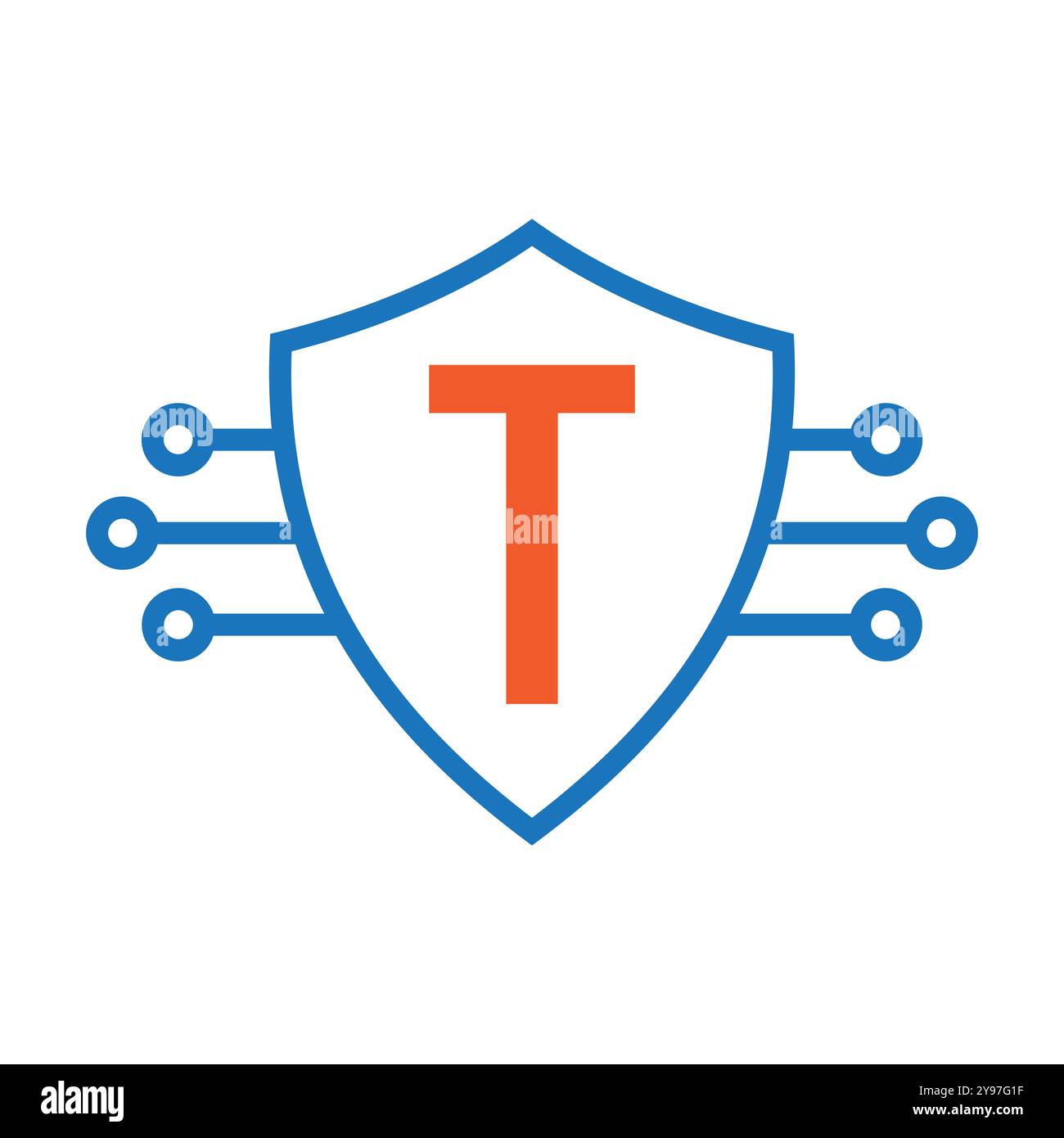 Technology On Letter T With Shield Symbol Vector Template Stock Vector ...