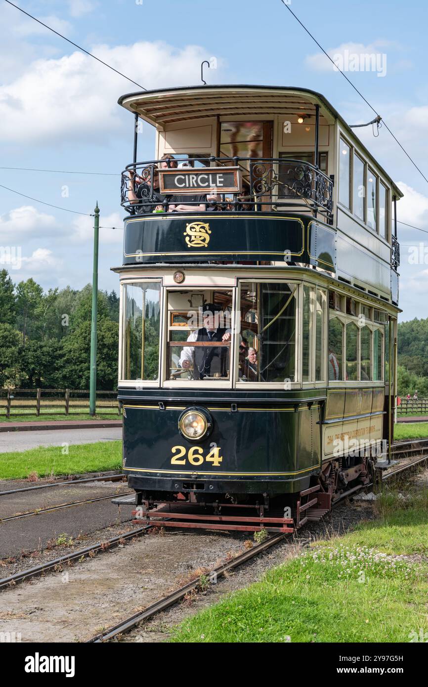 Operational vintage Sheffield Tram at the Beamish Museum, County Durham ...