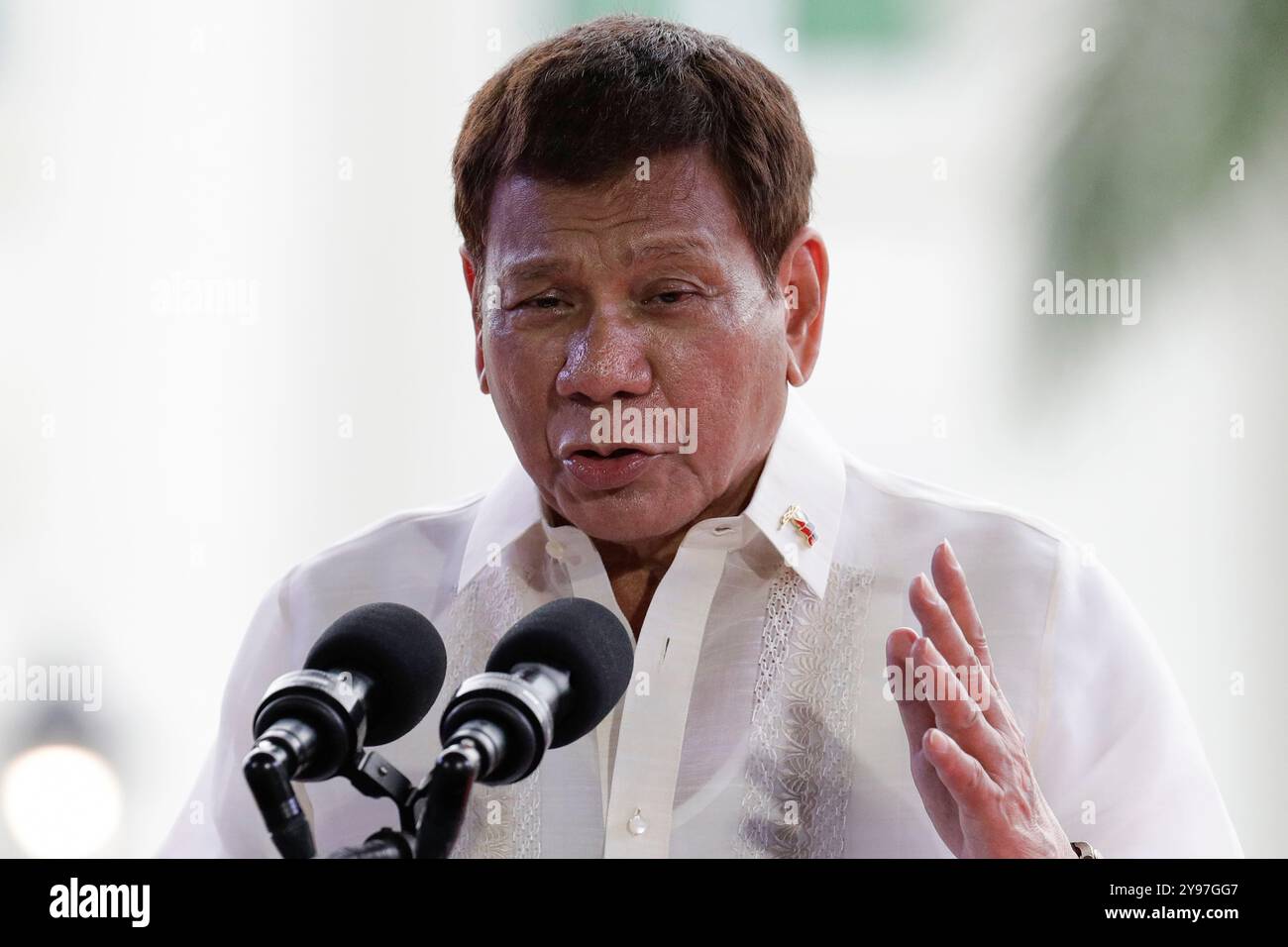 FILE - Philippine President Rodrigo Duterte gestures during a speech at ...