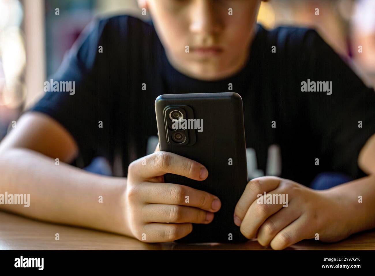 Problem of children's addiction to gadgets, online, screen time. Child ...