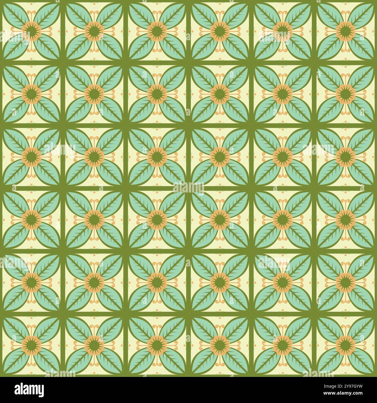 Flower and Leaf Talavera Pattern. Tile Leaf Vector Stock Vector Image ...