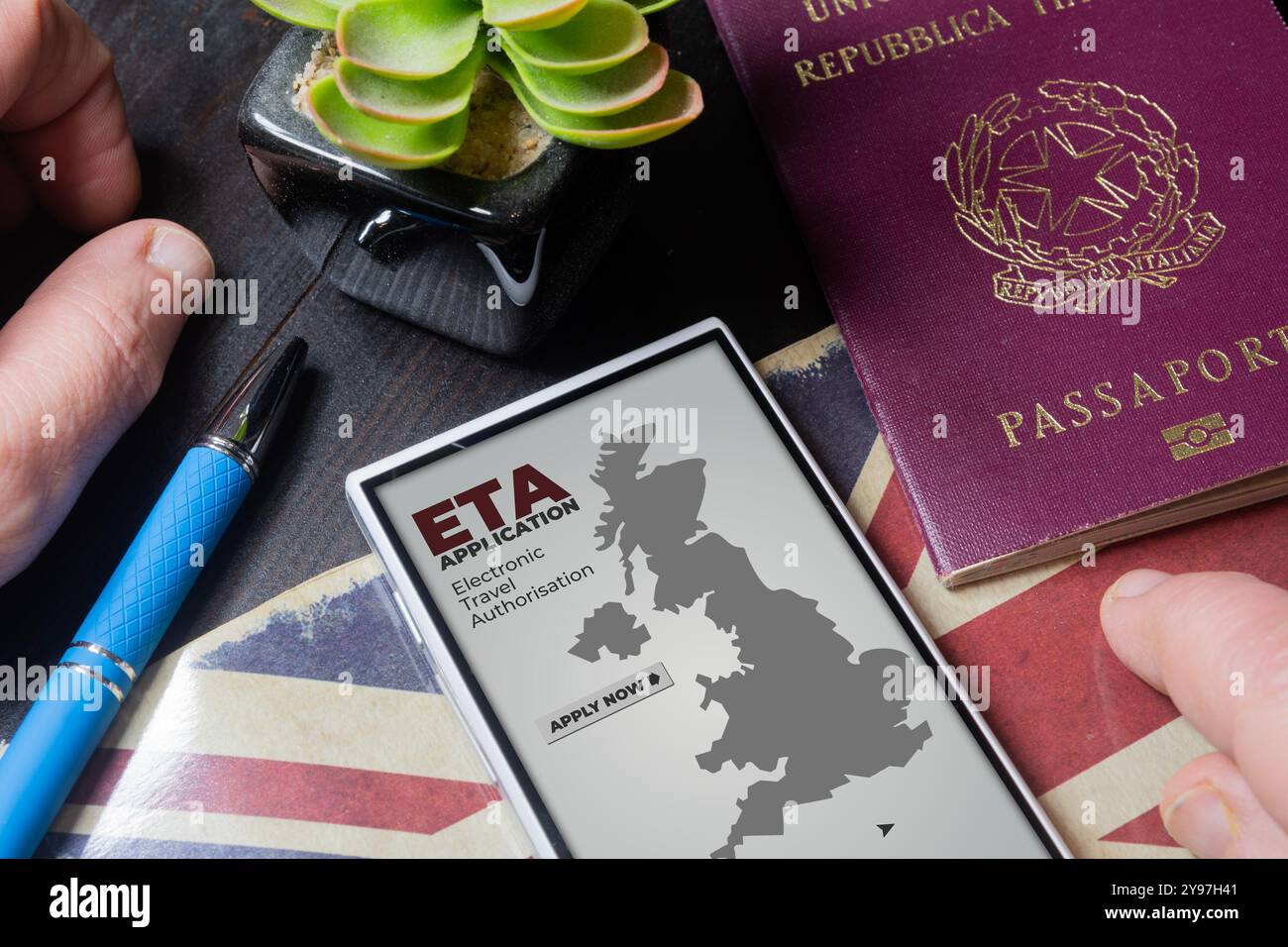 UK Electronic Travel Authorisation concept: man apply for ETA Stock ...