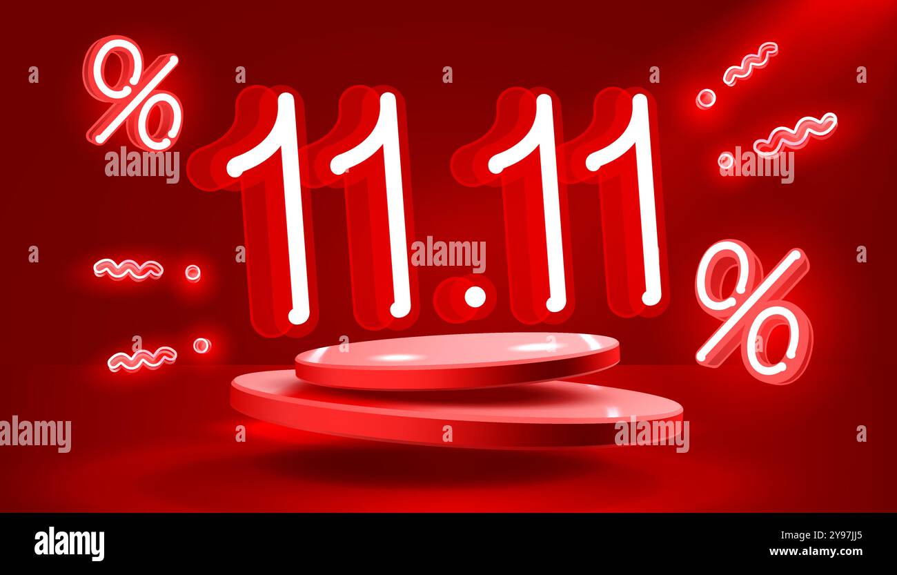 Special offer, shopping day 11.11, marketing poster. Vector ...
