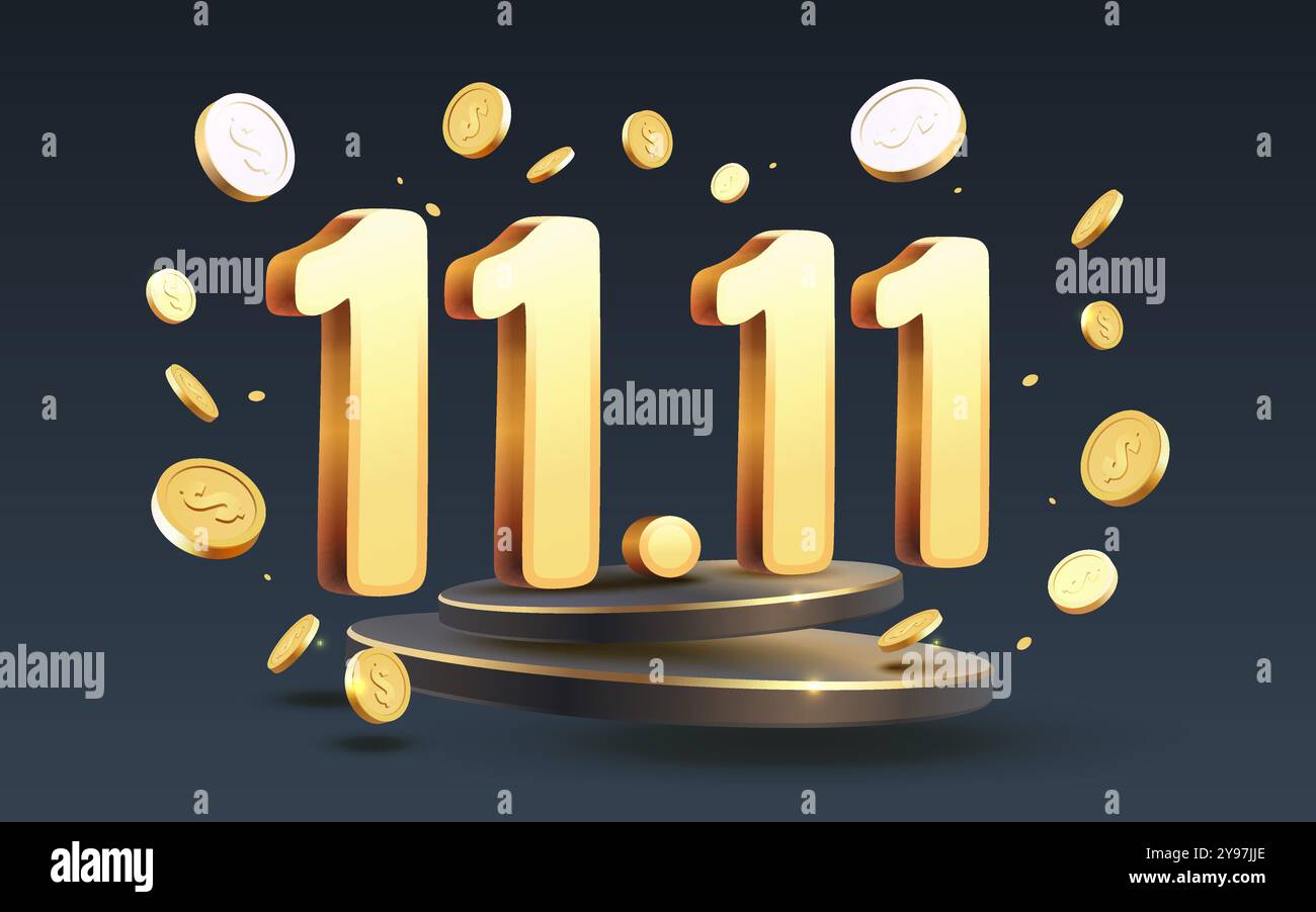 Special offer, shopping day 11.11, marketing poster. Vector ...