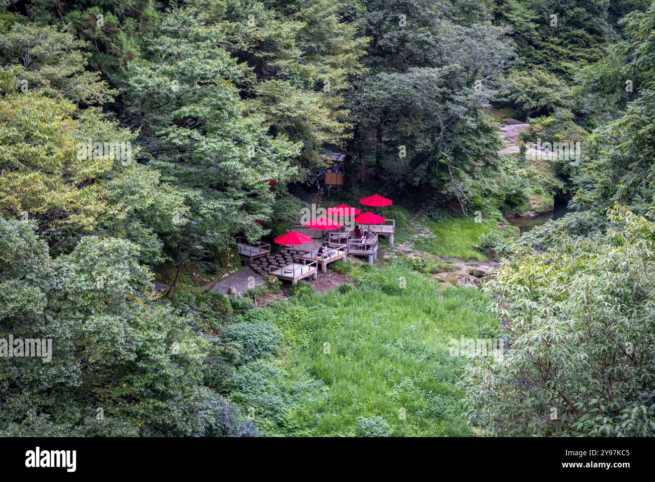 Outdoor tea house, Ayatori Bridge, also known as the Cat’s Cradle ...