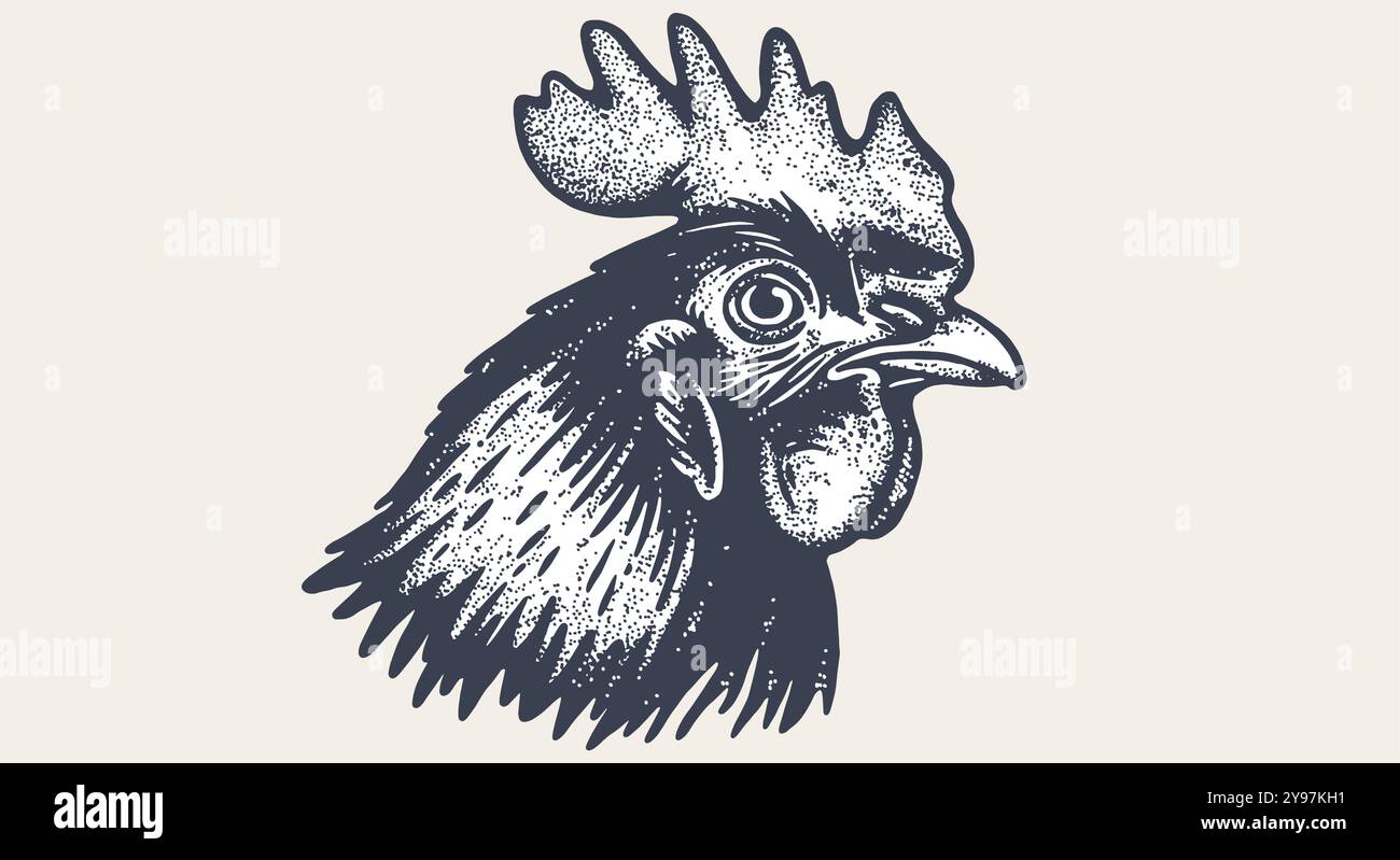 Chicken, hen head. Vintage retro print Stock Vector Image & Art - Alamy