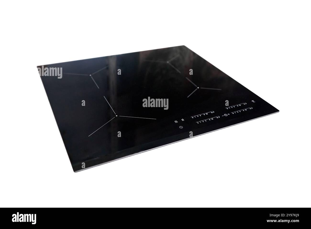 Grey countertop with black glossy built in ceramic glass induction or ...