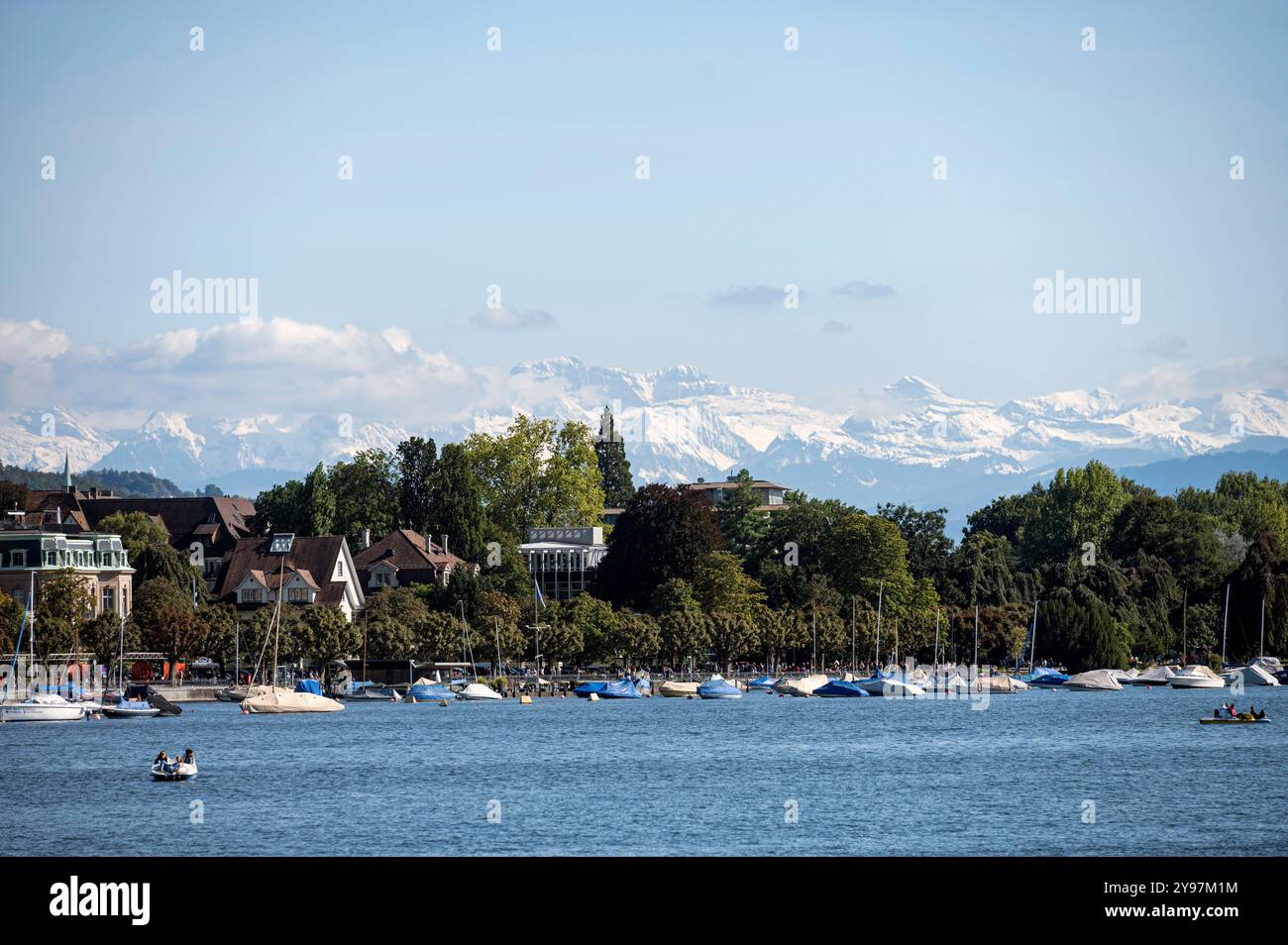 Zürich Switzerland September 2024 View across the Zürichsee on a fine ...