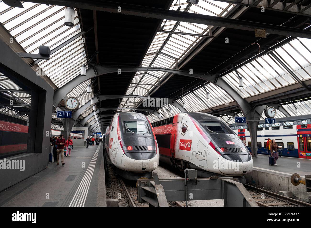 Zürich Switzerland September 2024 Hauptbahnhof. Station. TGV Lyria trains to France and Paris ...