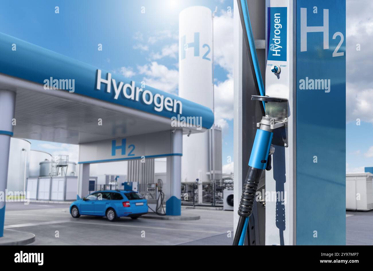 A hydrogen fueling nozzle. Refueling car with hydrogen fuel Stock Photo ...