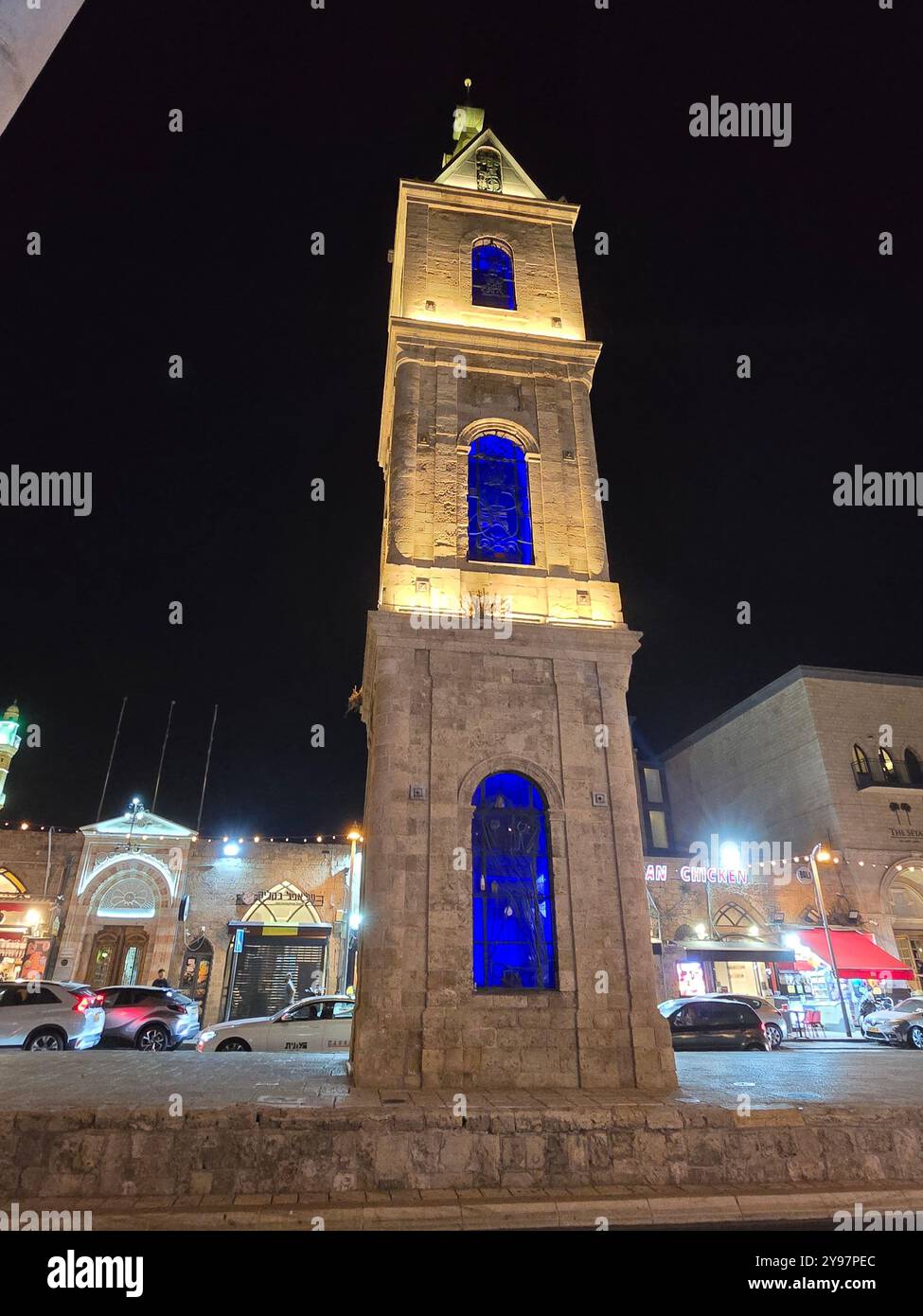 The iconic clock tower at night. Jaffa, Israel Stock Photo - Alamy