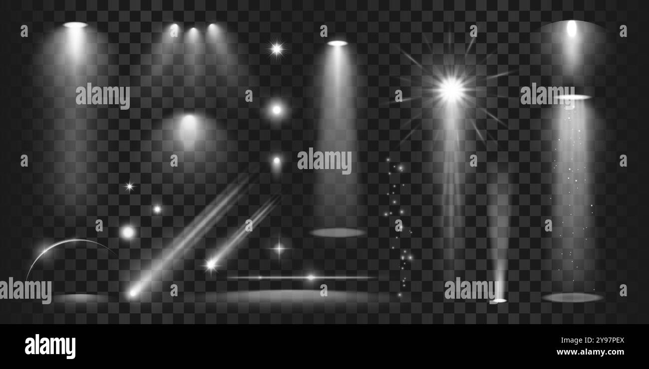 Set spotlights, stars, flares, sparkles, glitter Stock Vector Image ...