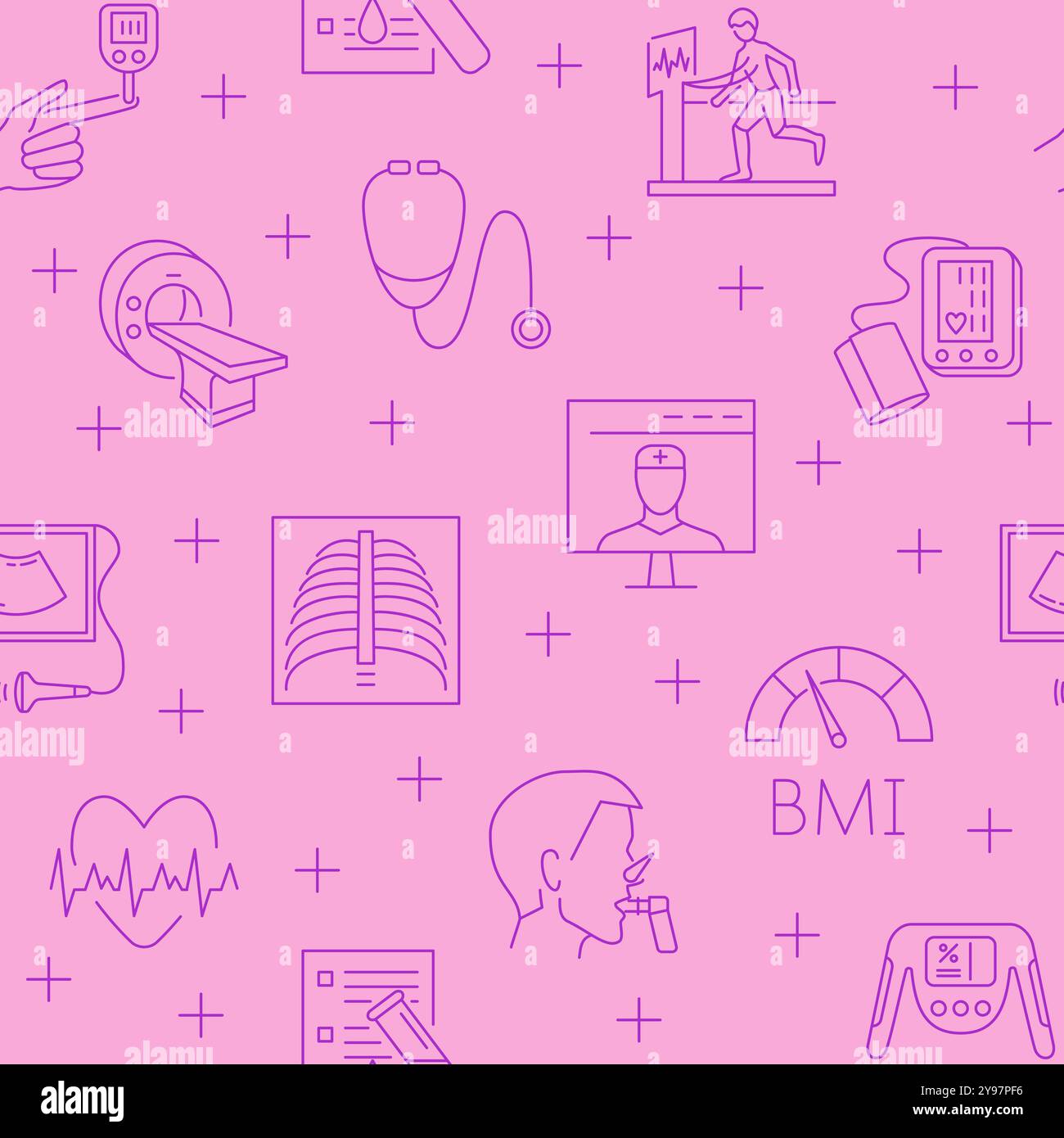 Medical checkup line seamless pattern. Medicine background, health ...