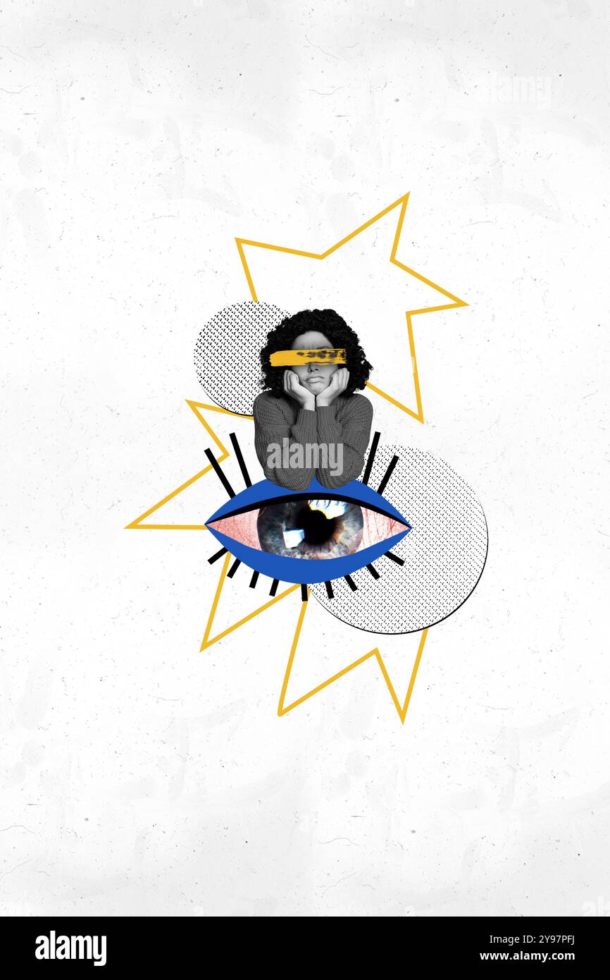 Composite sketch image collage of surreal abstract miniature young ...