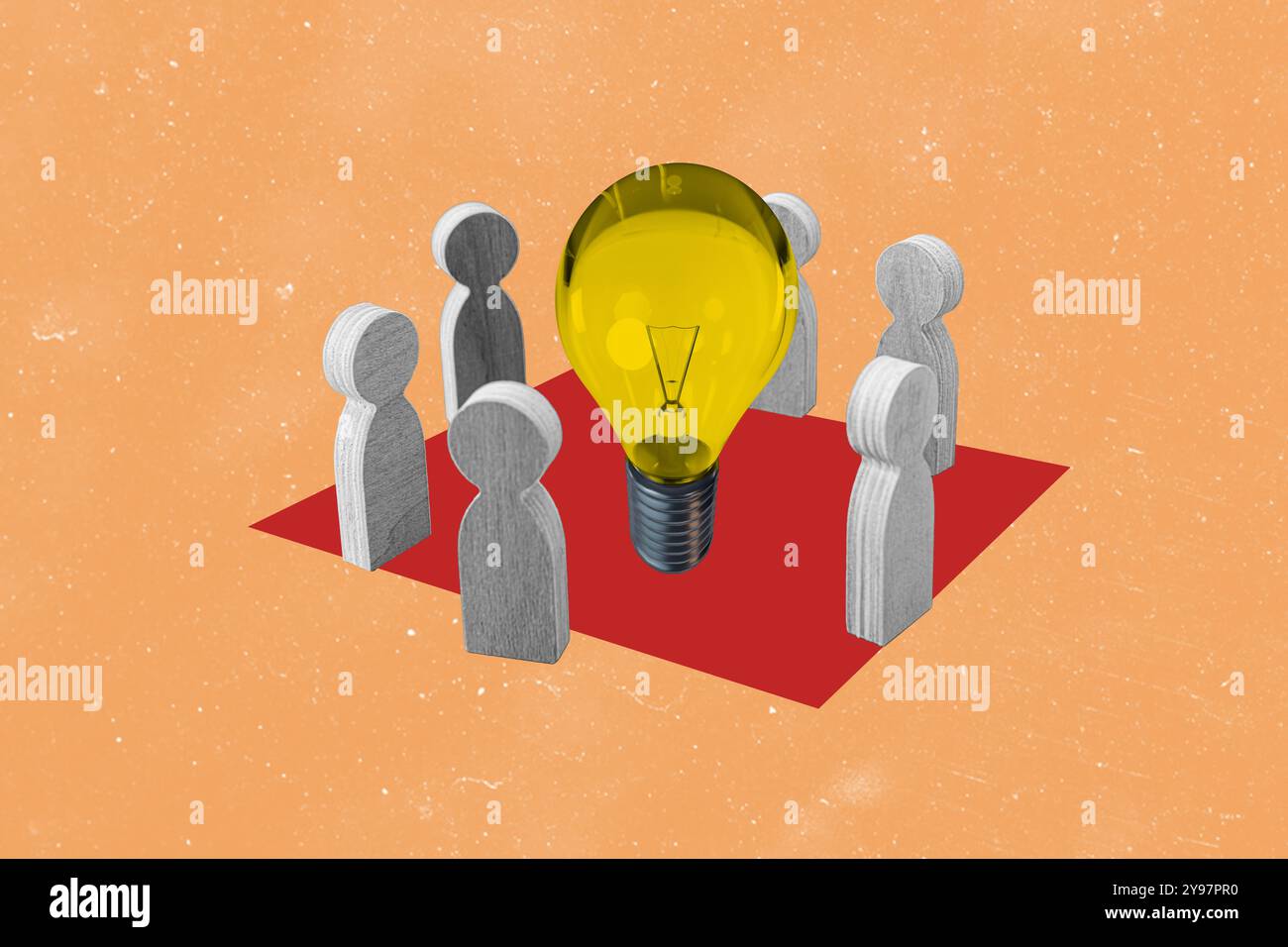 Creative collage picture lightbulb eureka smart idea decision solution ...