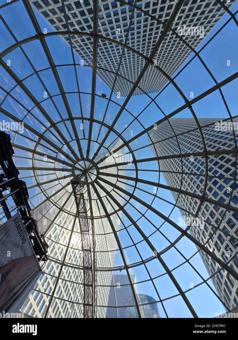 The Azrieli towers seen from the Azrieli shopping mall in Tel Aviv ...