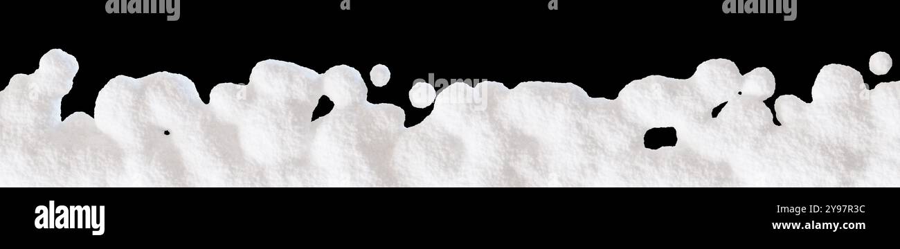 Snow-covered bottom border with soft, fluffy mounds of snow, isolated ...