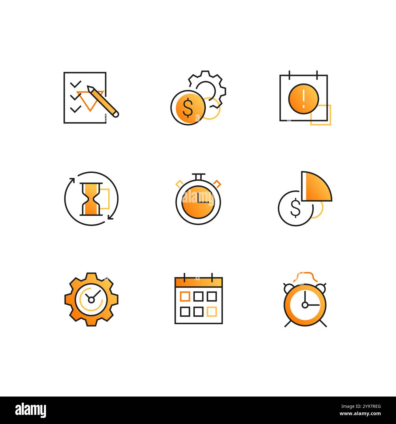 Business and time management - line design style icons set Stock Vector ...