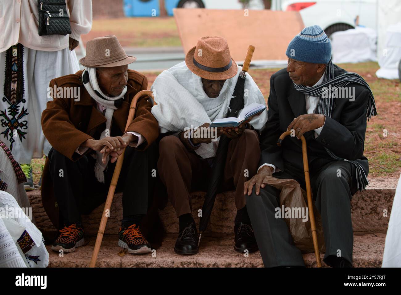 Senior, elderly men of the Beta Israel Ethiopian Jewish community in ...