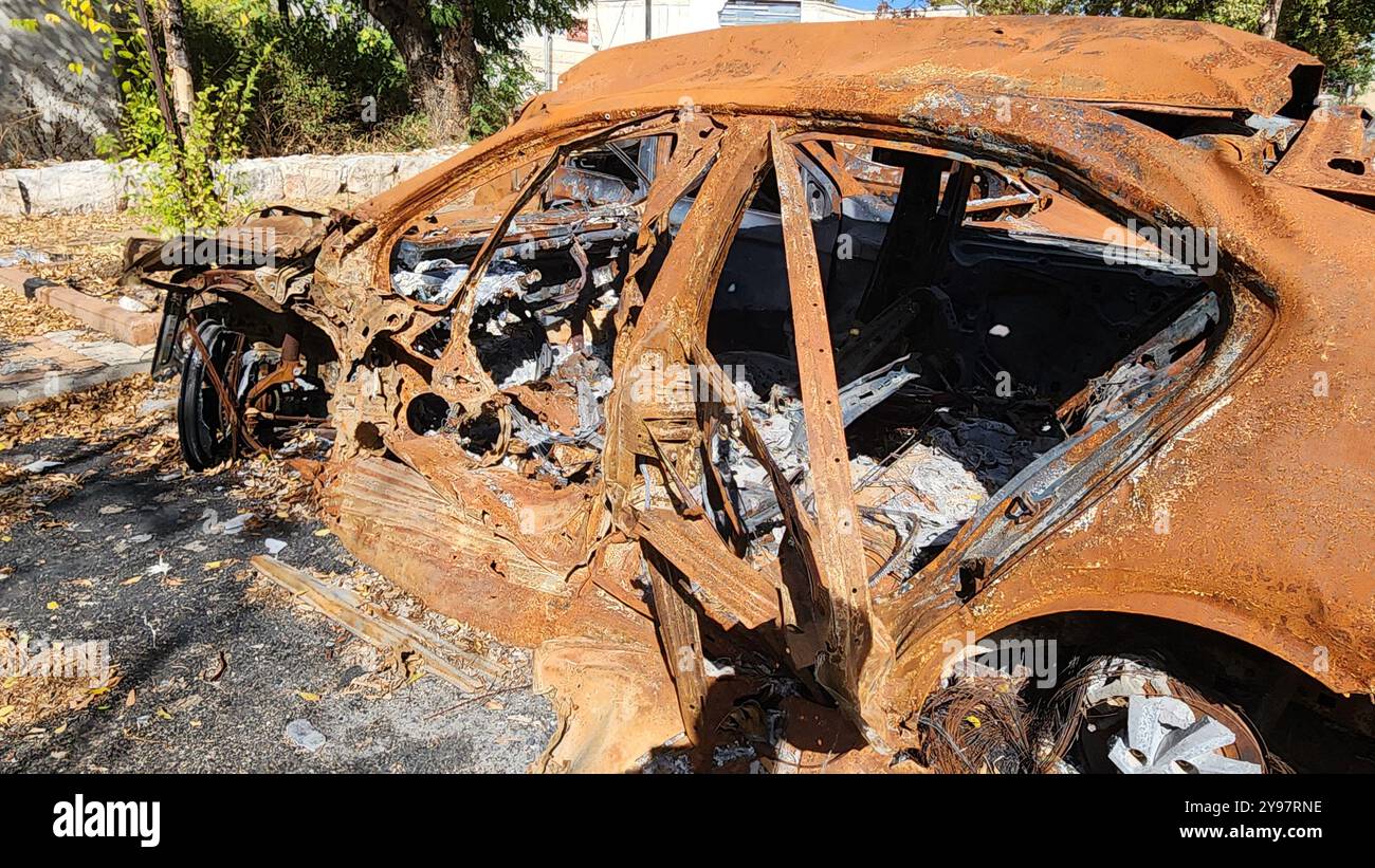 September 2, 2024 Three civilian cars were hit by a Hizbollah anti tank ...