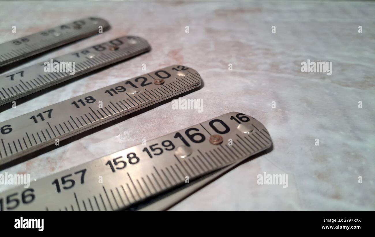 Vintage Steel Meter in Centimeters with Close-up and Copy Space Stock ...