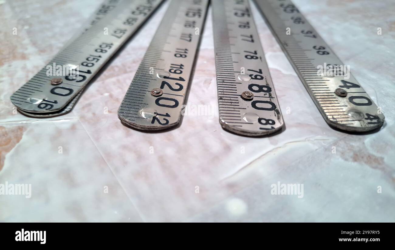 Vintage Steel Meter in Centimeters with Close-up and Copy Space Stock ...