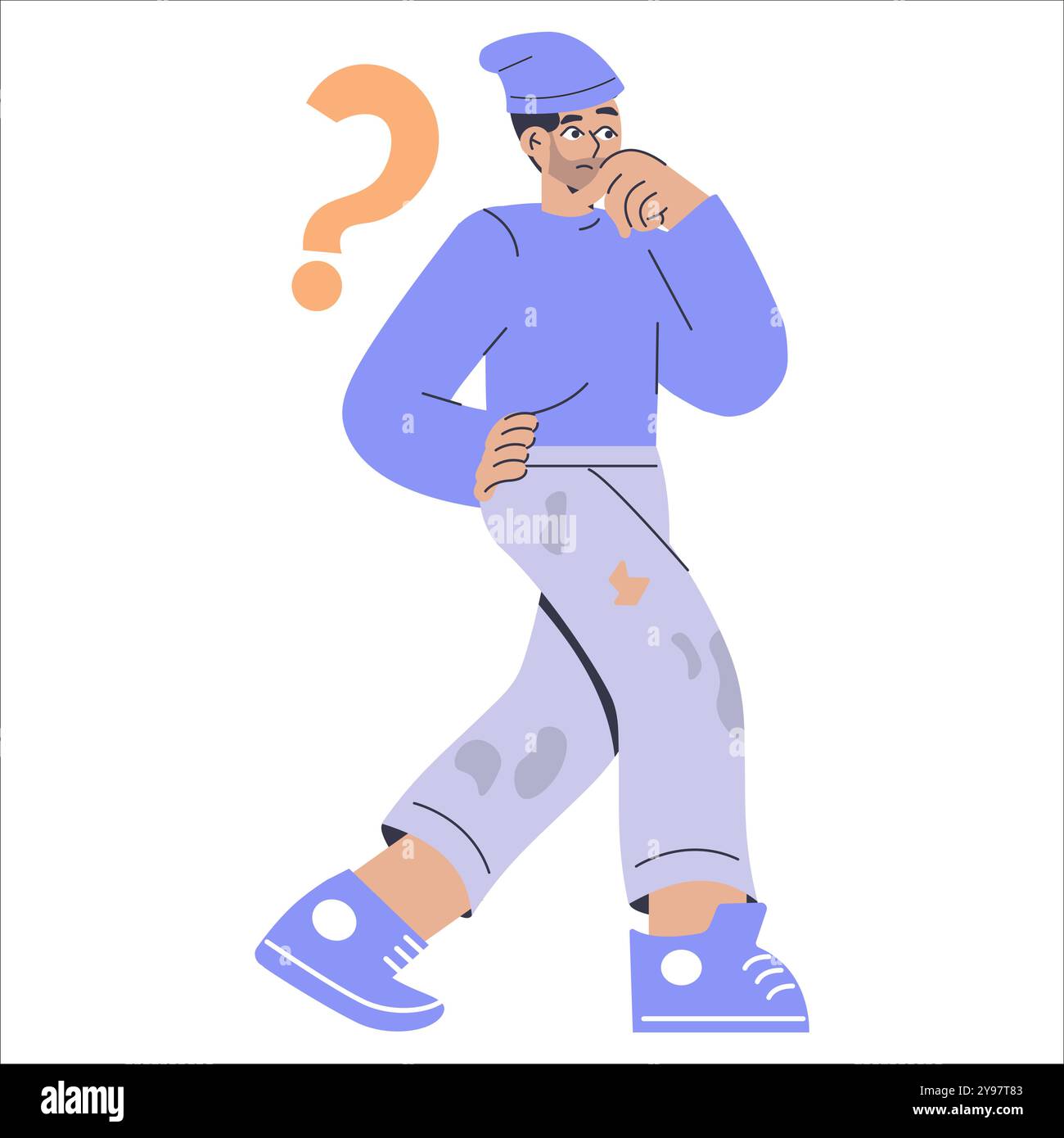 Pensive businessman concept. Male character in casual attire ...