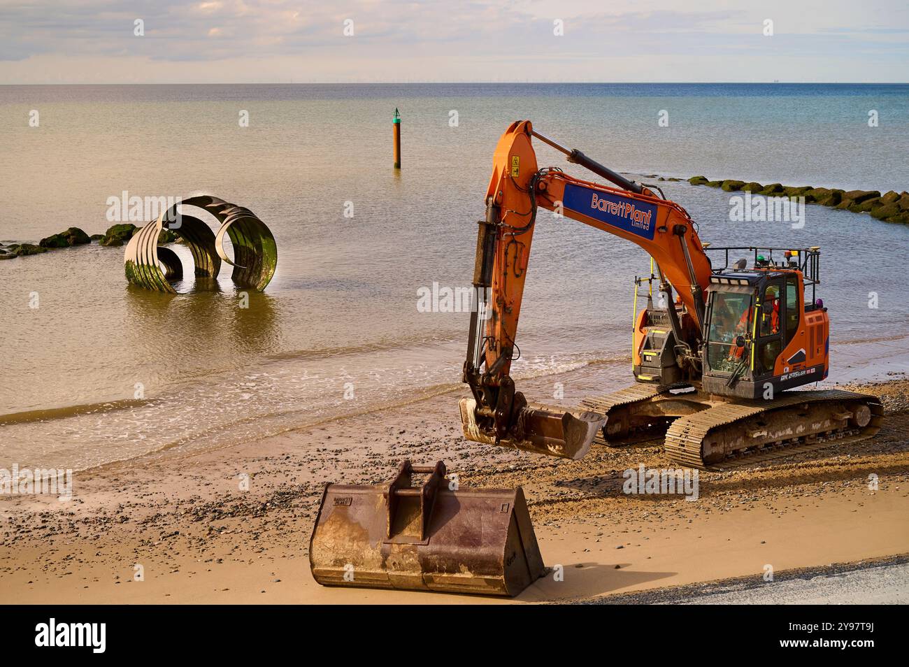 Carrying out sea defences work on Cleveleys beach,UK Stock Photo - Alamy