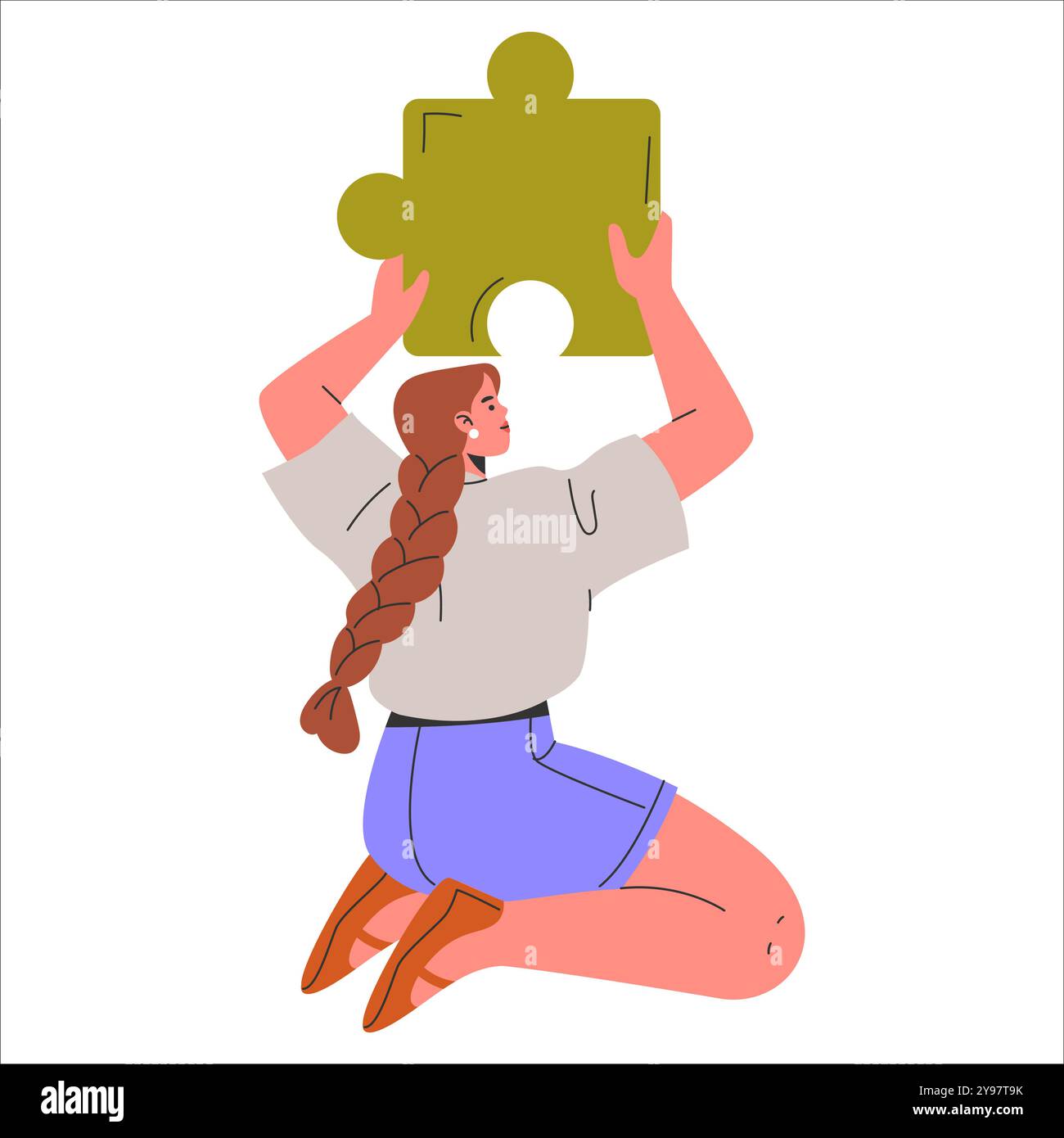 Diversity businesswoman concept. A confident woman assembles a large ...