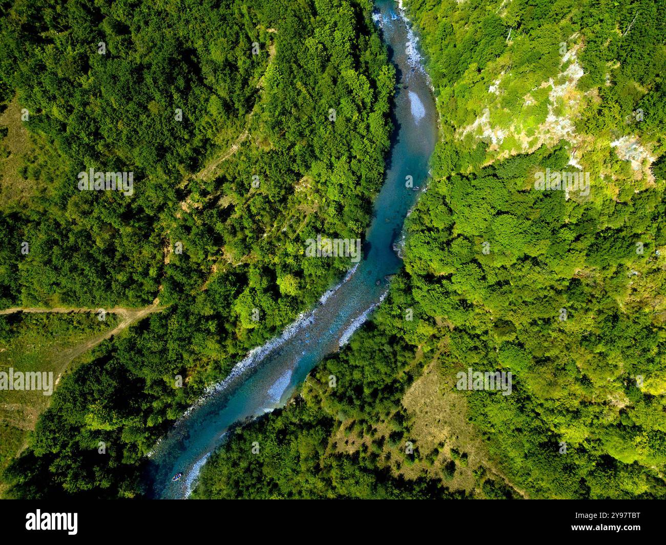 Drone over water flowing through hi-res stock photography and images ...