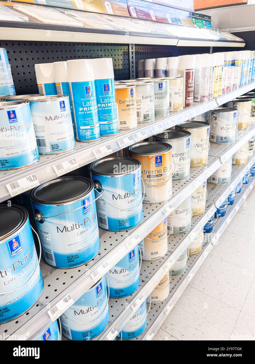 Array of Interior Paint Cans on Store Shelves Stock Photo - Alamy