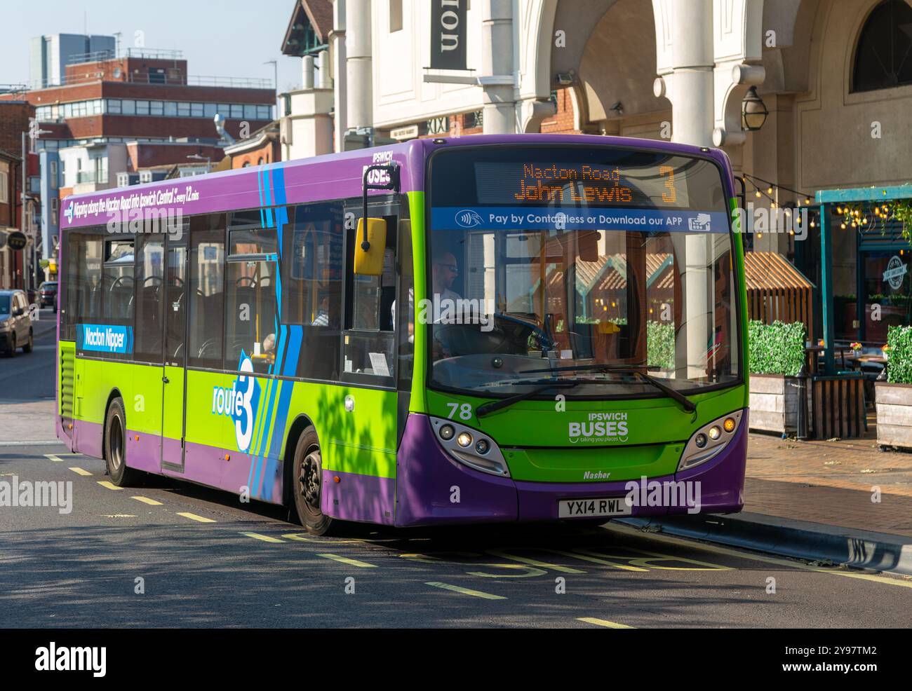 Ipswich Buses route 3 single decker ADL Enviro200 bus town in centre of ...