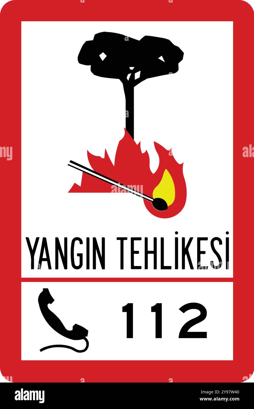 Fire Hazard, Road signs in Turkey. Standard traffic signs on Turkish ...