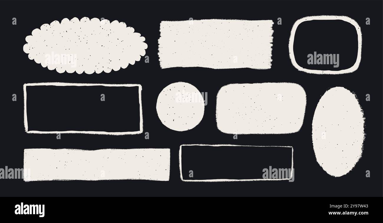 Various geometrical shapes with ripped border. Simple figures with ...