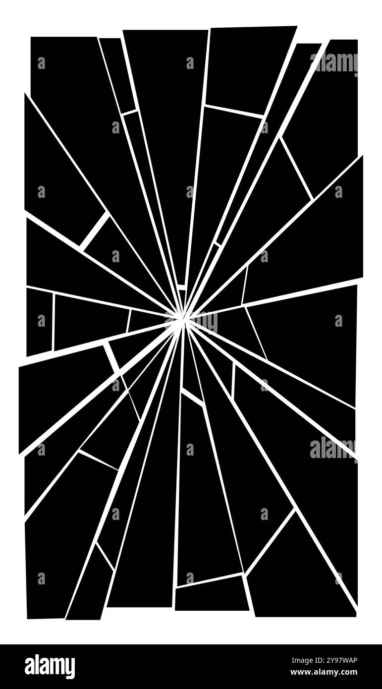 Broken Glass Pane Vector Illustration Smashed Fractured Glass Stock