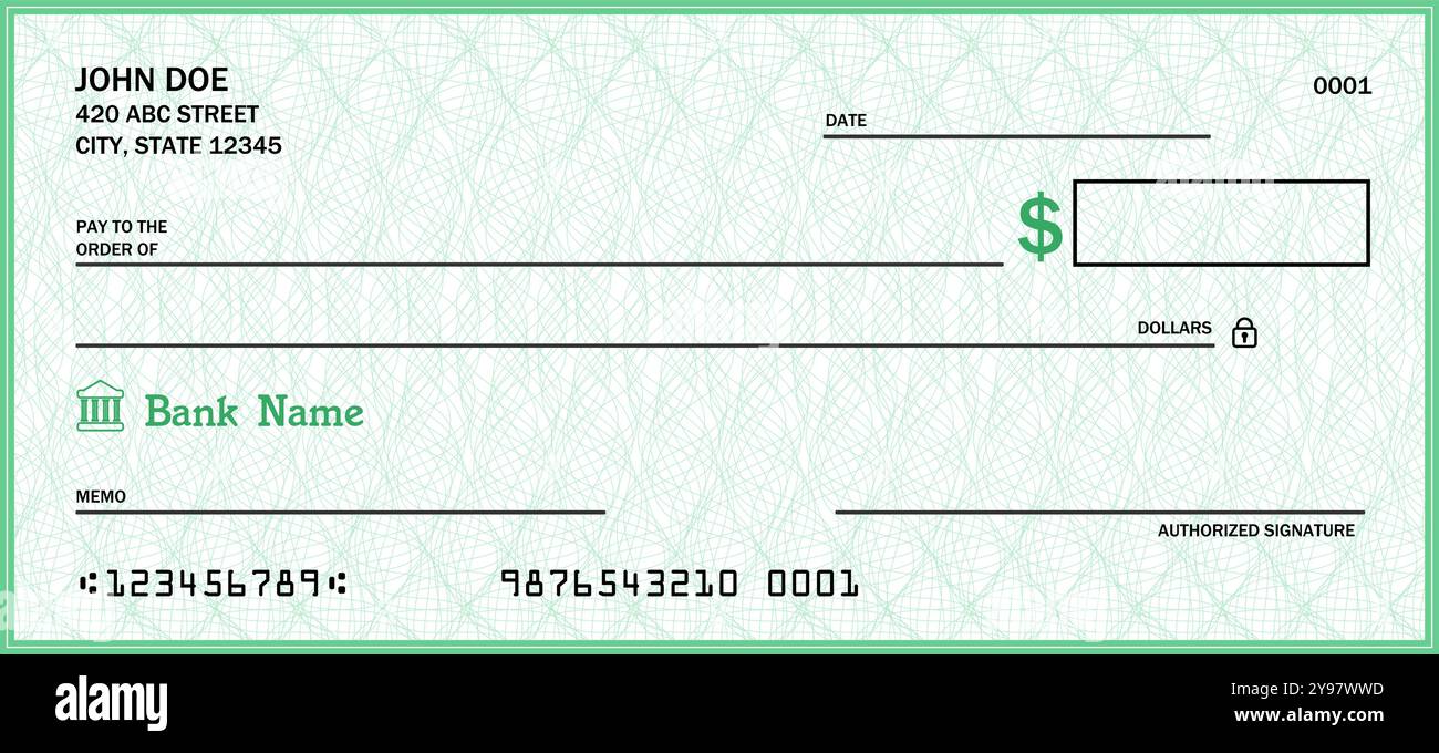 Money check blank template. Blank bank checkbook cheque - generic ...