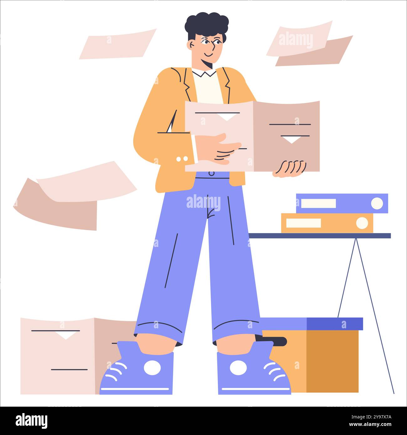 Diverse businessman illustration. Multitasking professional balancing ...