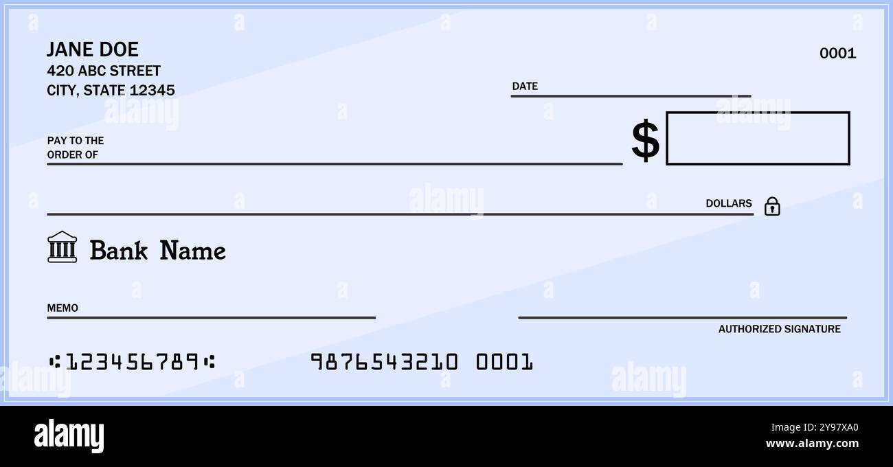 Money check blank template. Blank bank checkbook cheque - generic ...