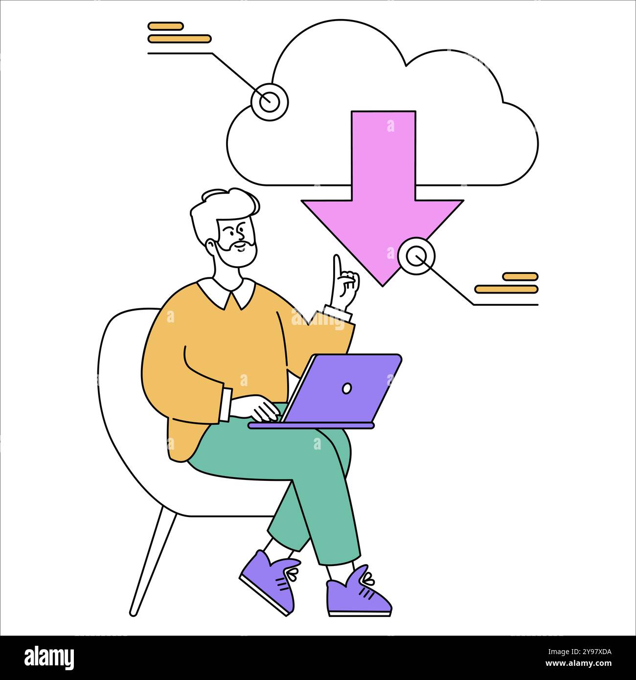 Businessman concept. Professional working on laptop with cloud technology integration. Digital ...