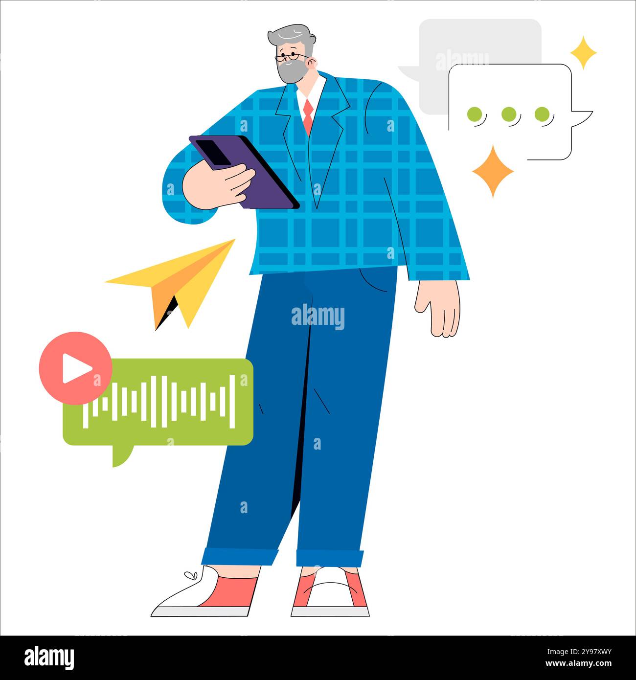 Senior executive exploring digital marketing strategies using a tablet ...