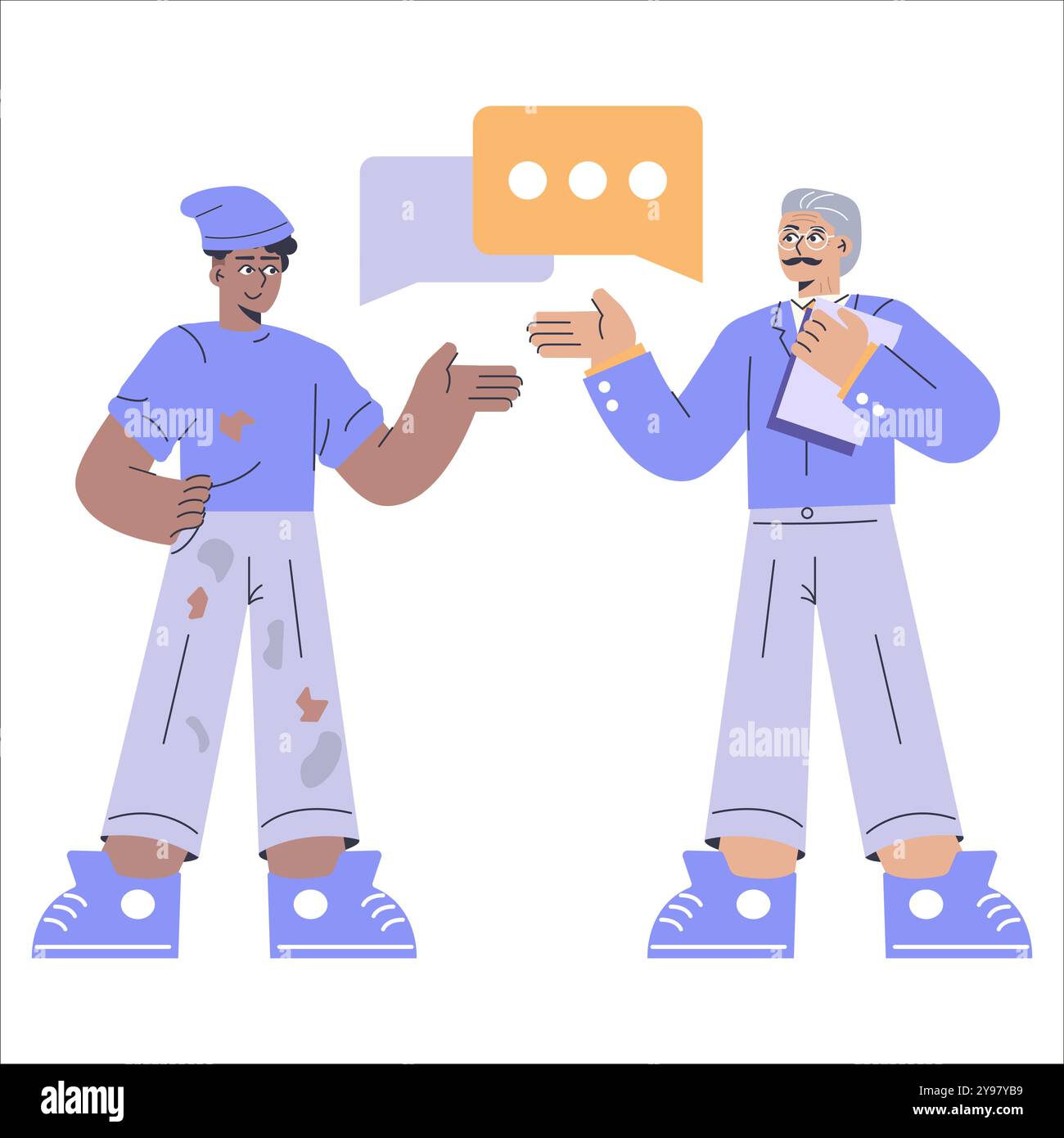 Multigenerational businessmen engage in dialogue, representing ...