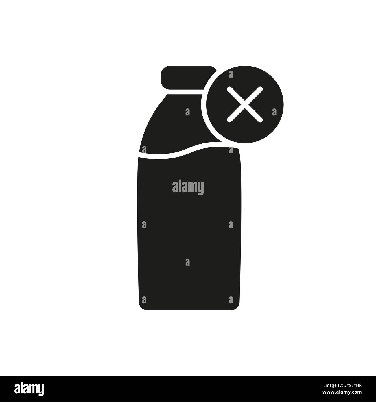 Lactose Intolerance or Vegan Diet Silhouette Icon. No Dairy Sign ...