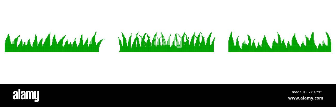Pixel Art Grass Icon Set. Retro Pixelated Green Grass in Nostalgic 8 ...