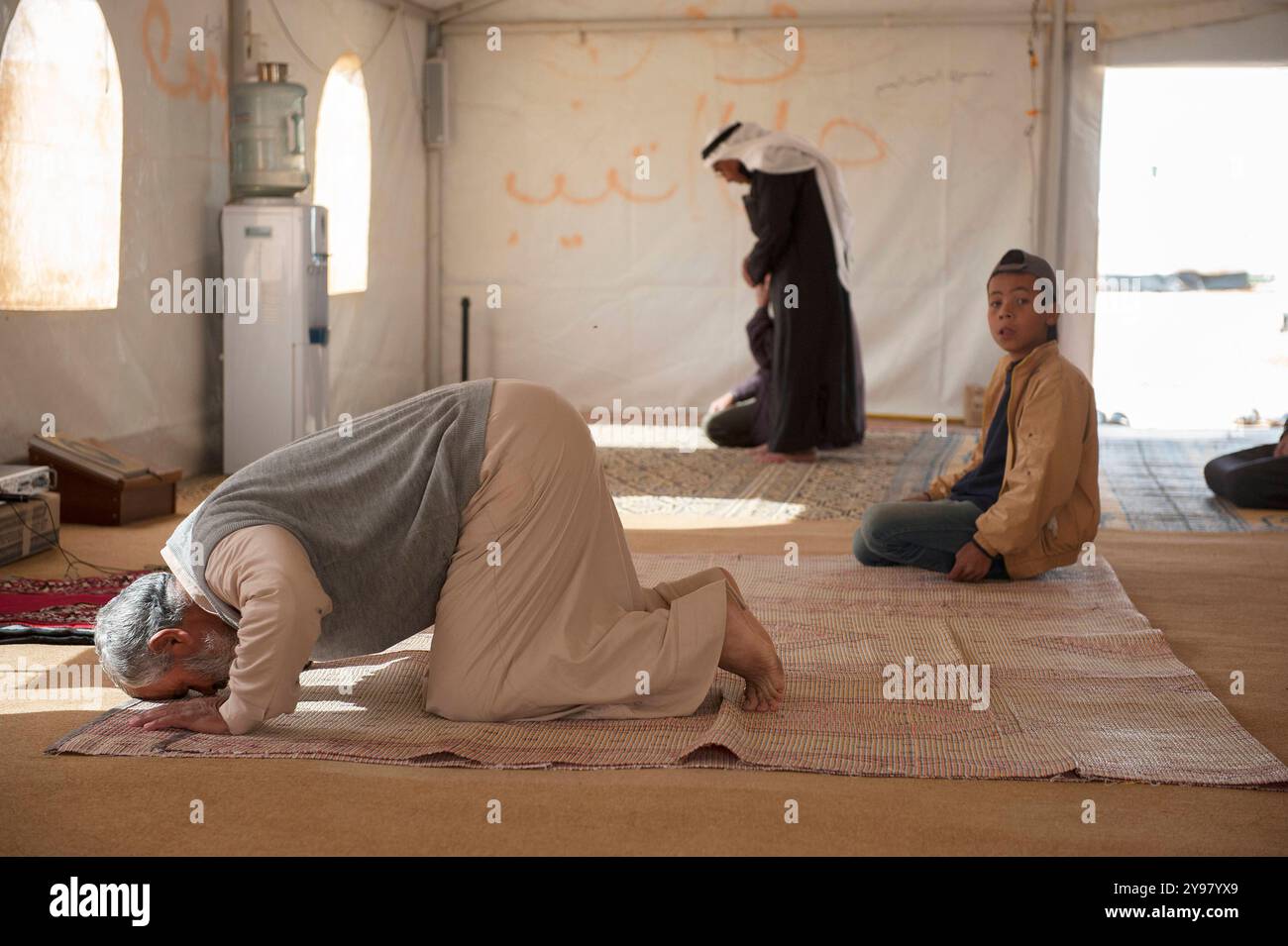 Daily Prayer in Refugee Camp Mosque. Daily Prayers in one of the many Refugee Camp Mosques ...